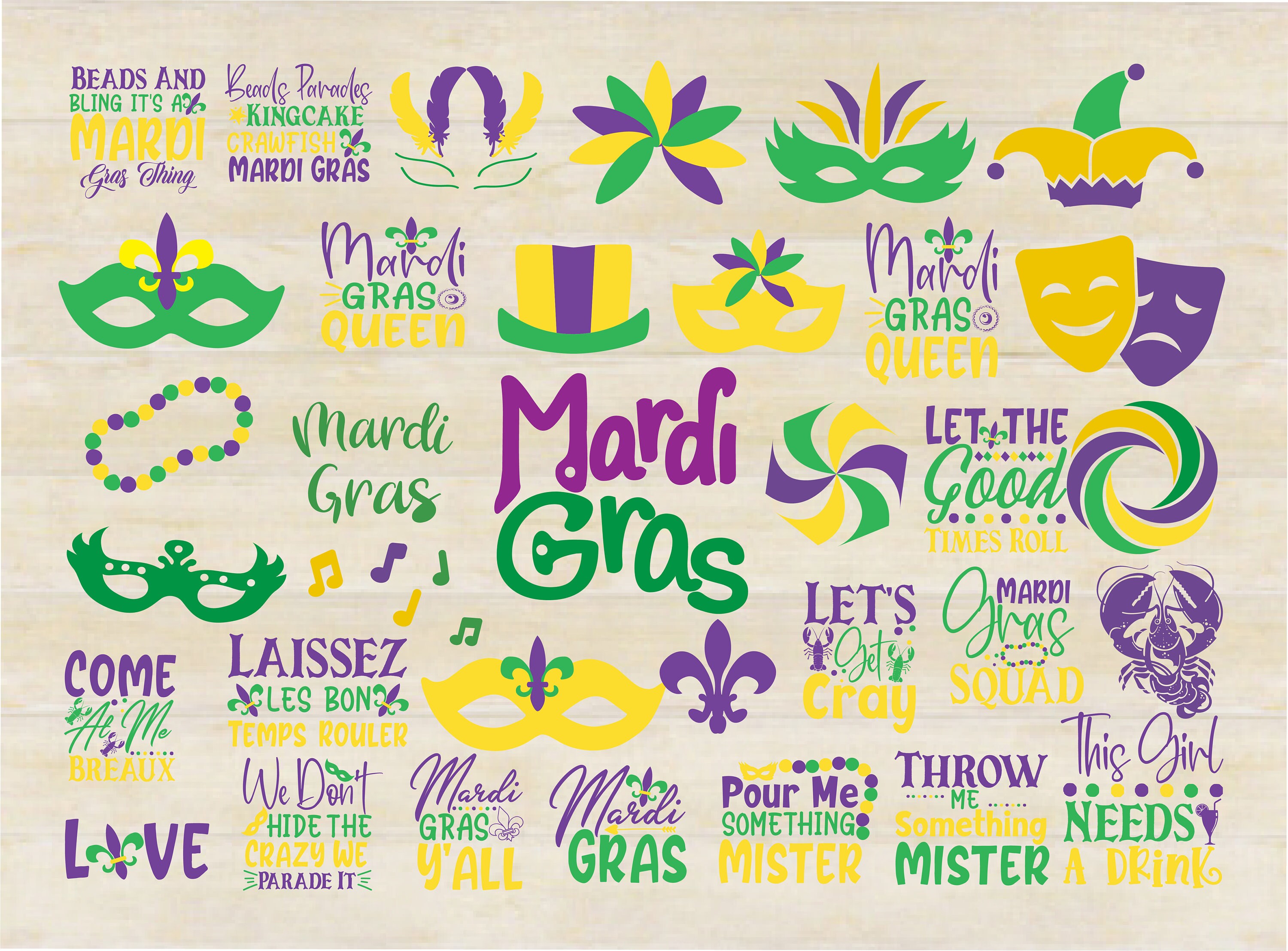 MARDI GRAS Bundle SVG Mardi Gras Clipart Mardi Gras - Etsy