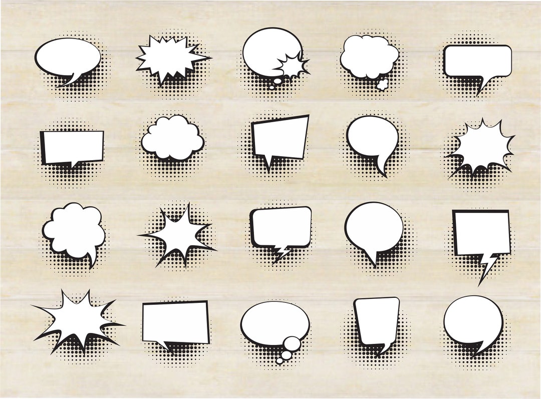 Comic Speech Bubbles SVG, Speech Bubble, Pop Art, Retro Speech, Boom, Pow, Bubble Collection ...