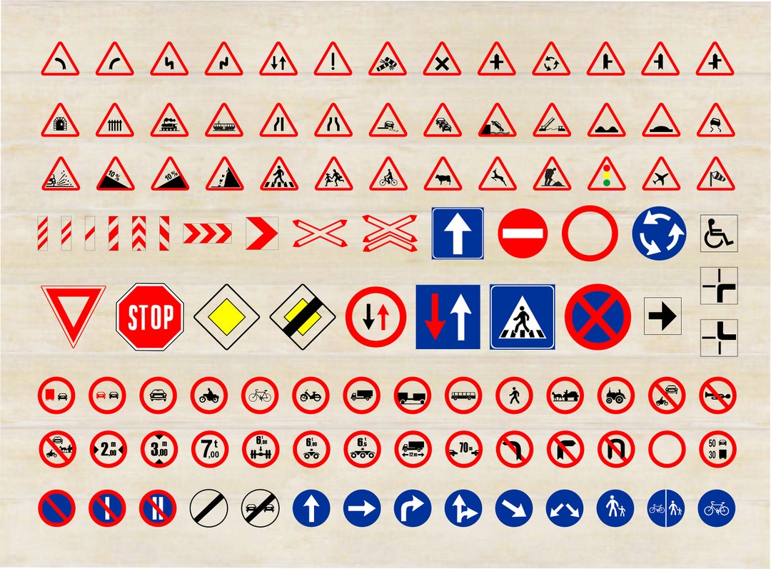 Traffic Signs SVG Bundle, 107 Road Signs Clipart, Highway, Street Signs ...