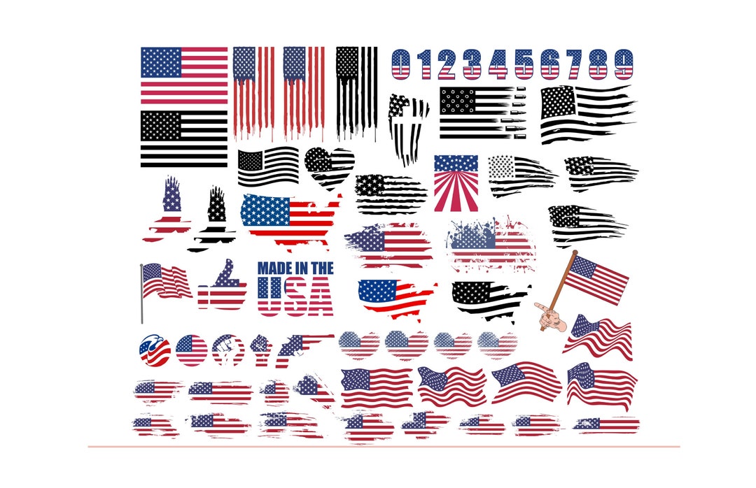 AMERICAN FLAG VECTOR, American Flag Bundle, Flag Silhouette, American ...