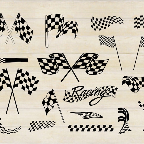 Racing Flags Svg Bundle Racing Flag Silhouette Svg Race Car Etsy