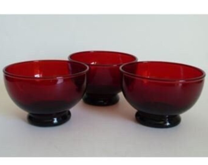 ANCHOR HOCKING Royal Ruby Red Glass Dessert Sherbet Berry Bowls Set of ...