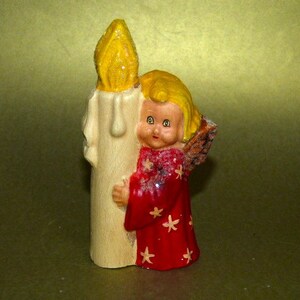 RICH CONNOLLY Folk Art Angels With Candles Chalk Ware Collectible ...