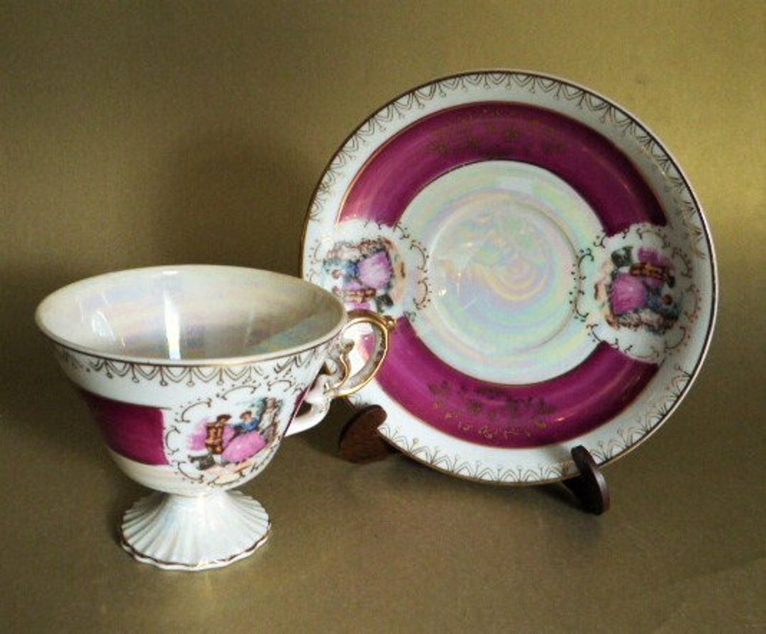 Pedestal Teacup No-name Coffee Cup & Saucer Courting Couple - Etsy