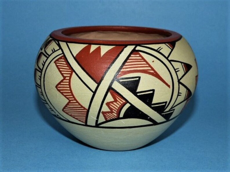 Native American Seed Pot Bowl Navajo Pottery Black Beige Rust - Etsy