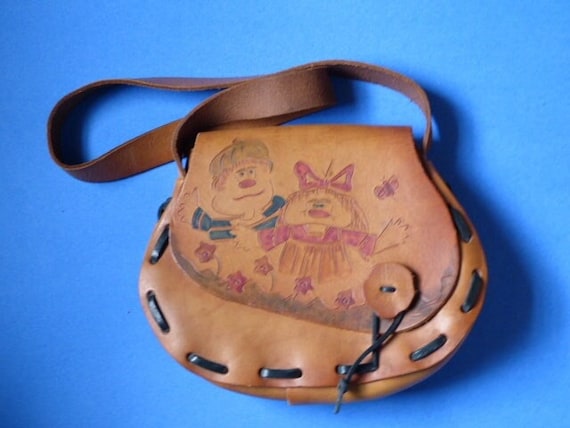Vintage Leather Purse Cartoon Characters Light Brown … - Gem