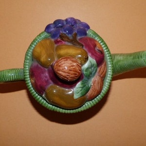 COOKS CLUB Teapot Basket of Fall Fruit Ceramic 7” X 8.5” - Etsy