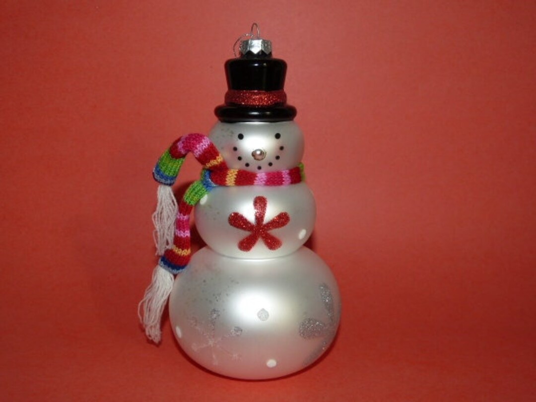 Large Glass Snowman Ornament Cloth Scarf 8” X 4” - Etsy