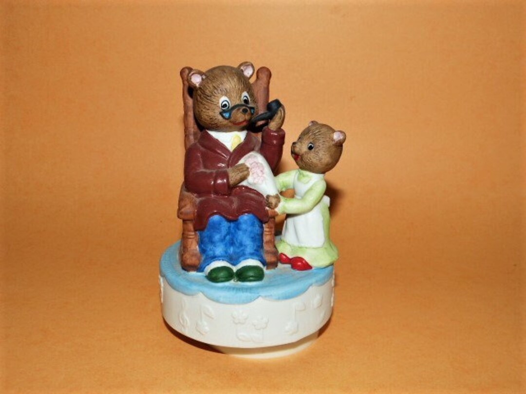 Teddy Bears Revolving Music Box Babes in Toyland Bisque Porcelain 5.75 ...