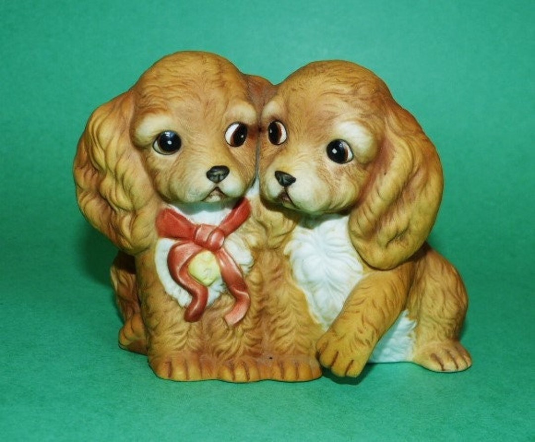 HOMCO Masterpiece Porcelain Two Cocker Spaniels Figurine 1988 Made in ...