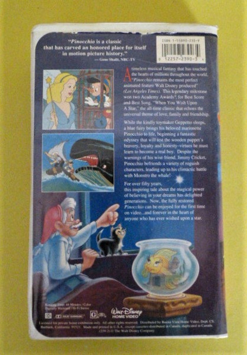 WALT Disney’s Masterpiece Pinocchio VHS #239-2 Used - Etsy