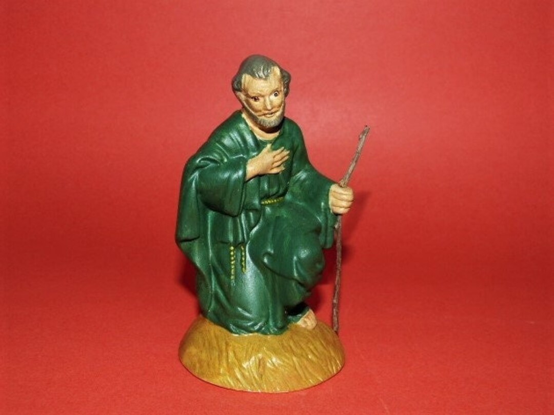 RICH CONNOLLY Folk Art Manger Scene St. Joseph Chalk Ware Holiday ...