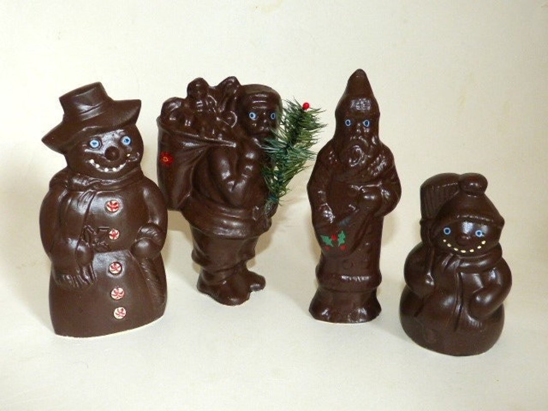 RICH CONNOLLY Folk Art HERSHEY Chocolate 2 Santas & 2 Snowmen Chalk ...