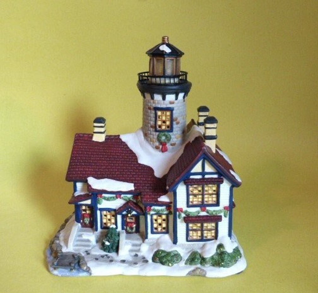 ST. NICHOLAS SQUARE Lighthouse Porcelain Lighted Christmas Village ...