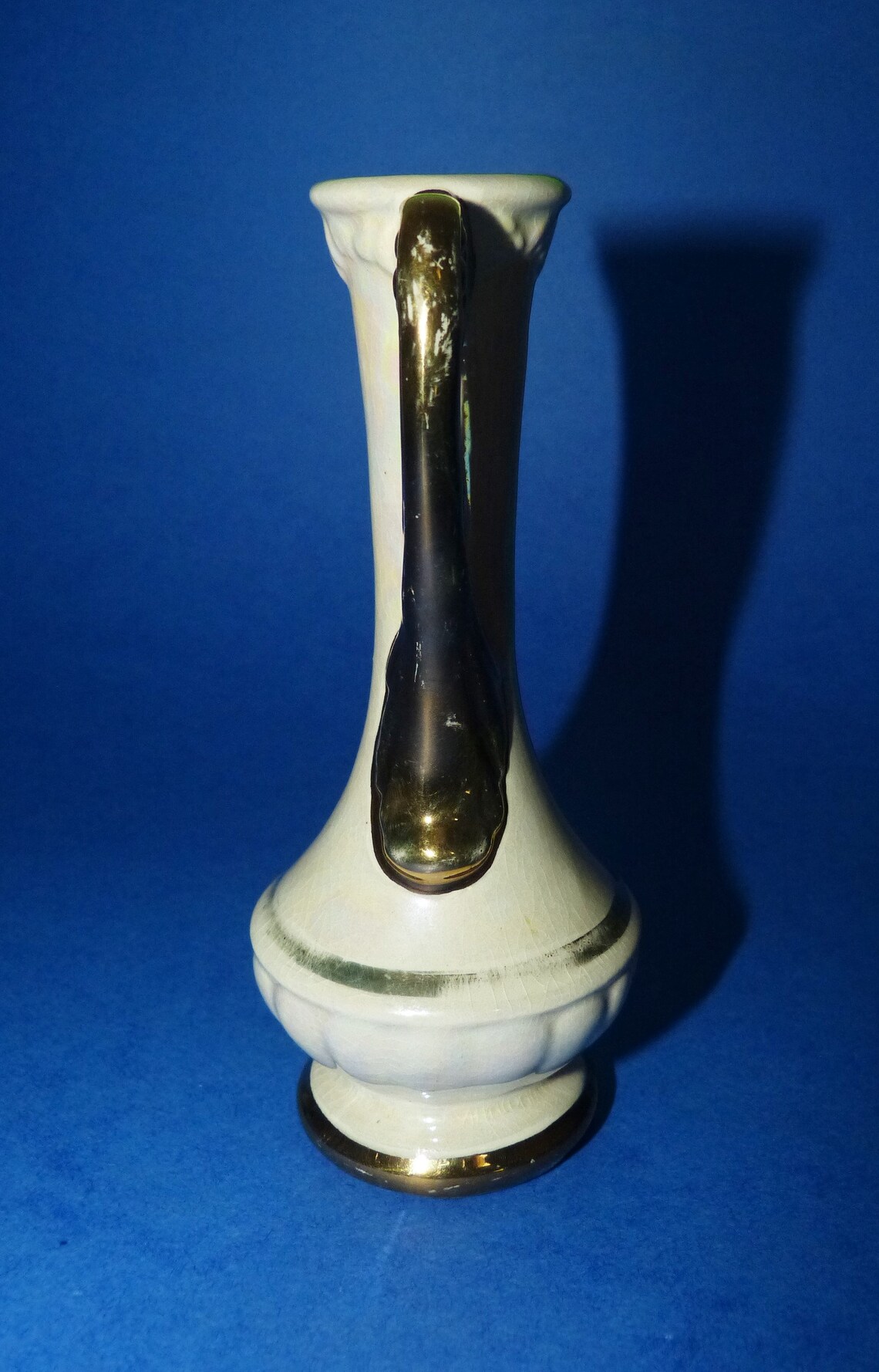 OHIO POTTERY Zanesville Ohio Vase Two Handles Opalescent Gold - Etsy