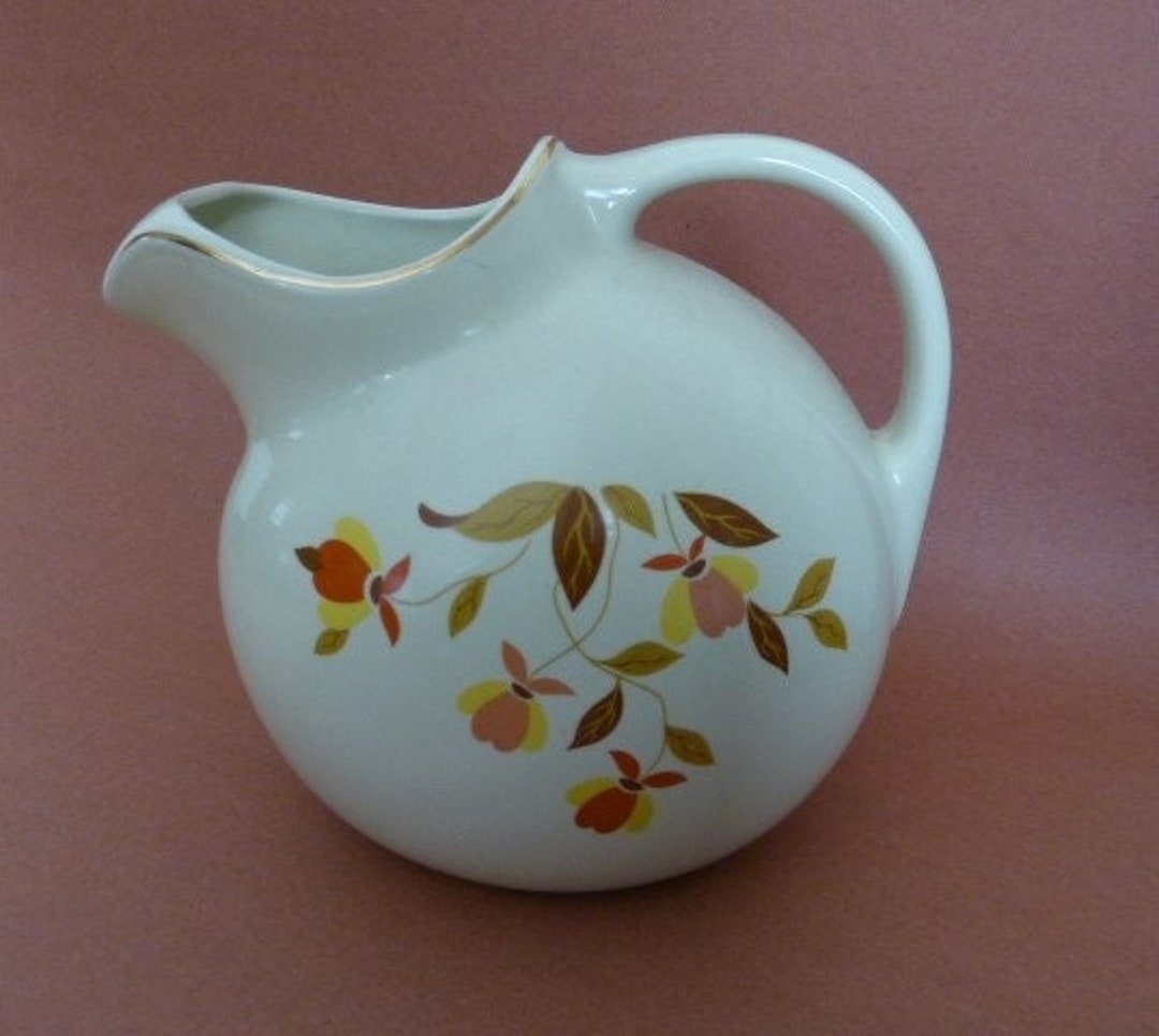 HALL’S SUPERIOR Ball Shaped Pitcher Autumn Leaf Quality Kitchenware 7 ...