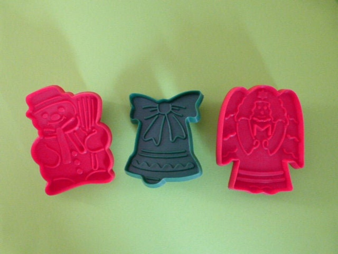 Hong Kong Plastic Christmas Cookie Cutters Snowman Bell Angel - Etsy