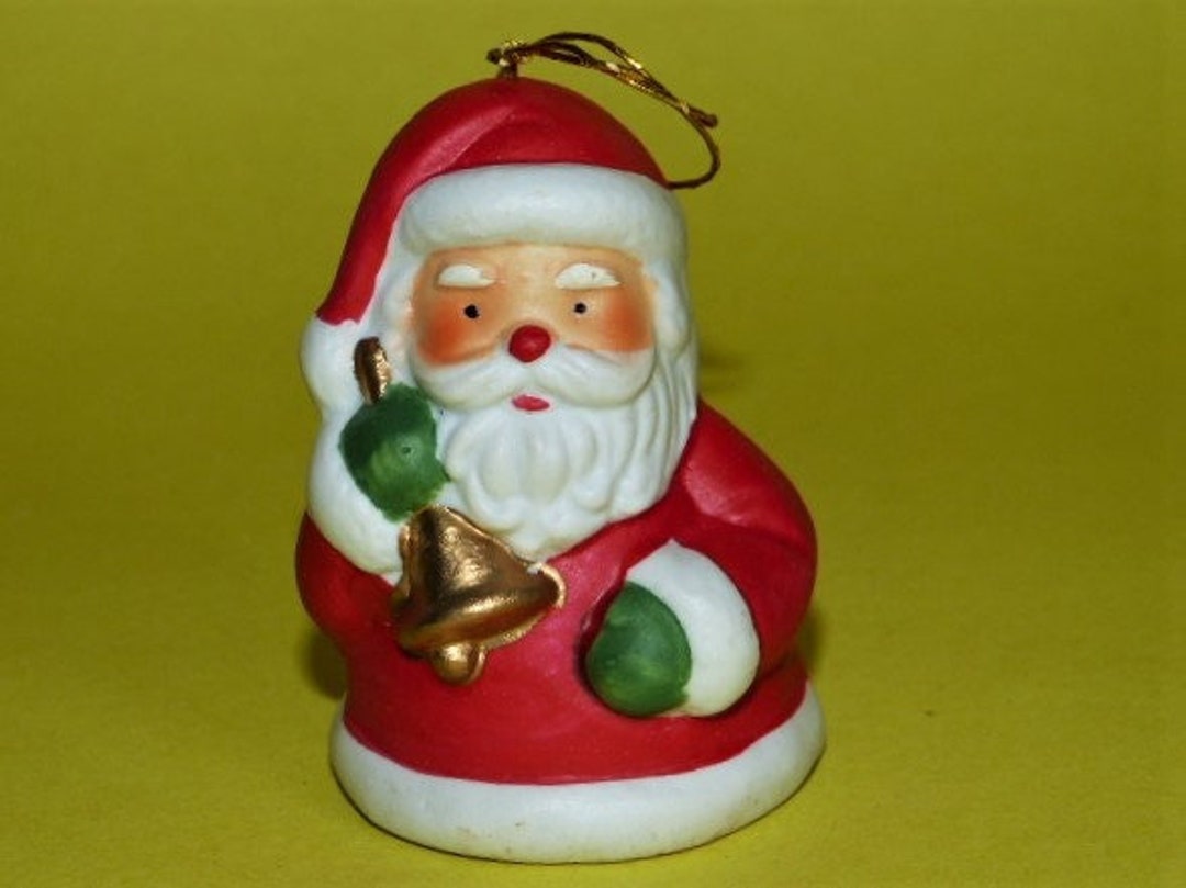 GIFTCO Santa Bell Ringer Hand Painted Fine Bisque Porcelain Bell 1985 ...