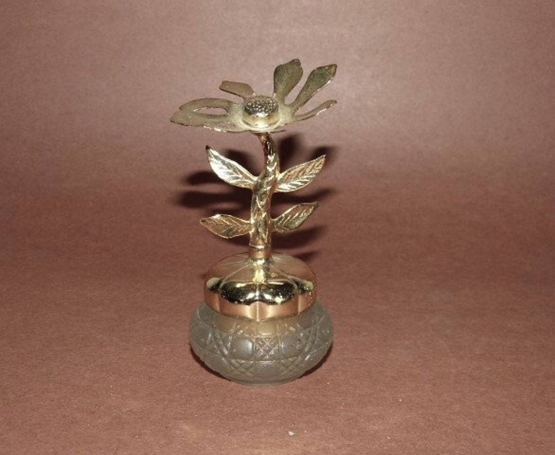 AVON Keepsake Bird of Paradise Cream Sachet Decanter Glass & Brass 1970 ...