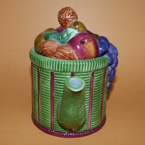 COOKS CLUB Teapot Basket of Fall Fruit Ceramic 7” X 8.5” - Etsy