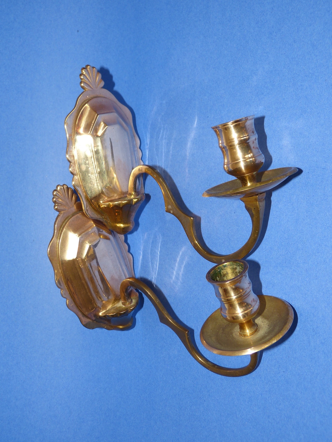 Solid Brass Wall Mount Candle Holders Set of 2 the Import - Etsy