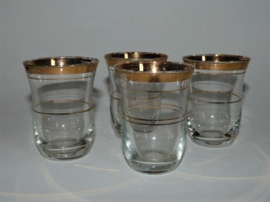 Gold Trimmed Shot Glasses Set of 4 3” X 2.25” - Etsy