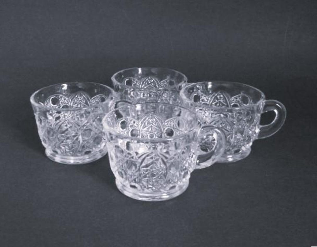 Antique Pressed Glass Punch Cups Set of 4 Stars Medallions Diamonds - Etsy