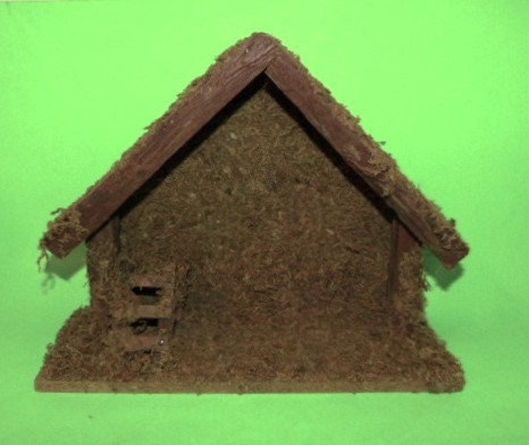 TRIM A HOME Nativity Stable Christmas Holiday Décor Moss Wood Particle ...