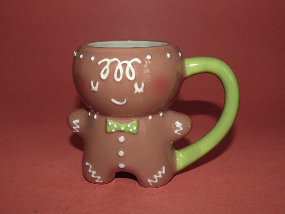 Gingerbread Girl Mugs Set of 4 Stoneware 14 Oz. Christmas Holiday ...