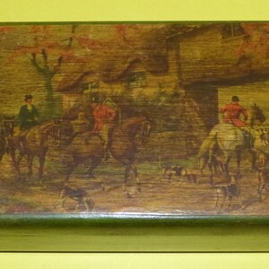 Wooden Box Painted Hunting Scene Jewelry Trinkets 3 X 7.5 - Etsy