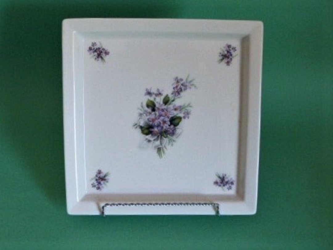 WINROSE COLLECTION Serving Platter Violets Hand Porcelain Decorated in ...