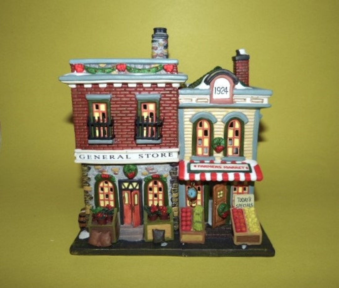 ST. NICHOLAS SQUARE General Store Farmers Market Porcelain Lighted ...