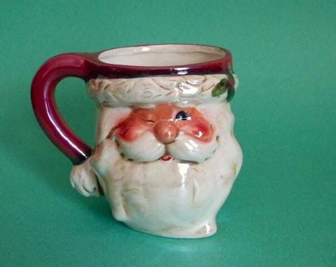 Jolly Winking Santa Mug Glossy Ceramic Christmas Holiday 4" X 5" - Etsy