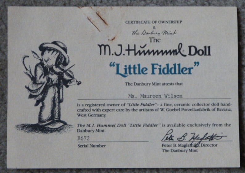 M.I. HUMMEL Doll Little Fiddler GOEBEL the Danbury Mint B672 ...
