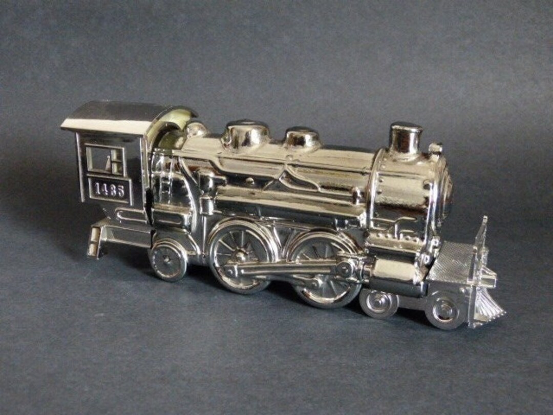 AVON 1485 Silver Steam Locomotive Leather After Shave Glass 3” X 7.75 ...