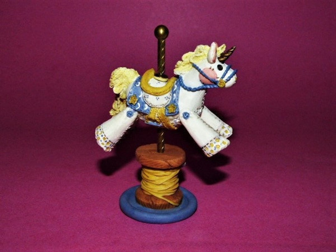 ENESCO Cute as A Button Carousel Unicorn Figurine Button Down Carnival ...