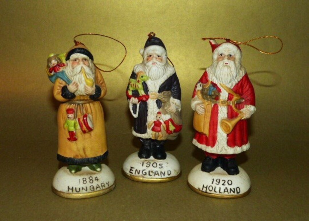 Santas From Around the World Figurine Ornaments Earthenware Hand ...