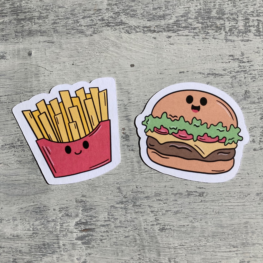 Cute Burger and Fries Sticker Set - Etsy