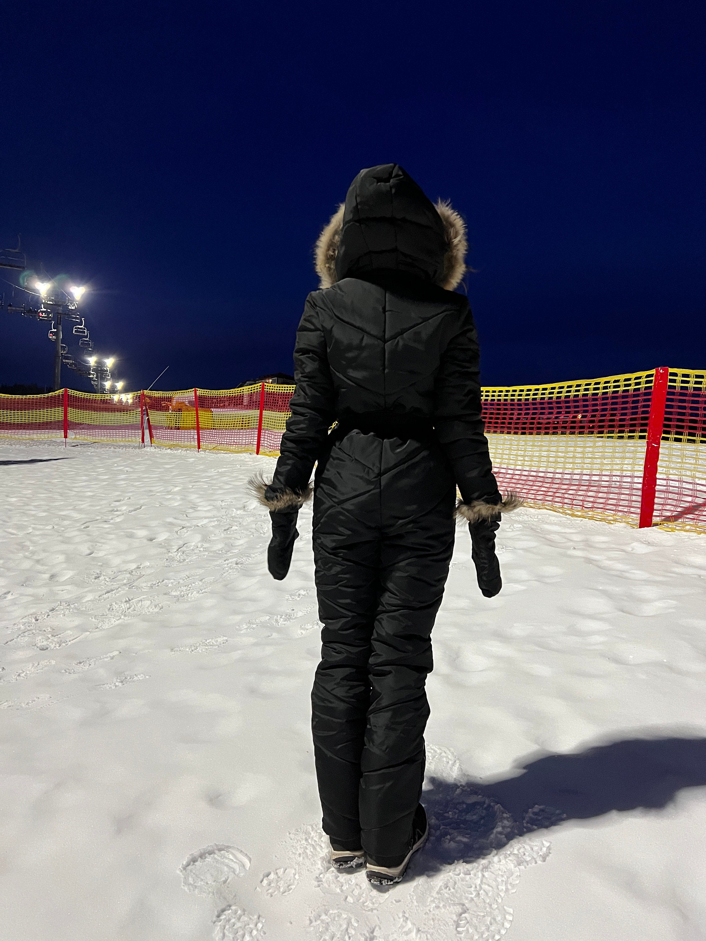 Black Winter One Piece Suit, Black Jumpsuit, Snow Suit for Woman ...