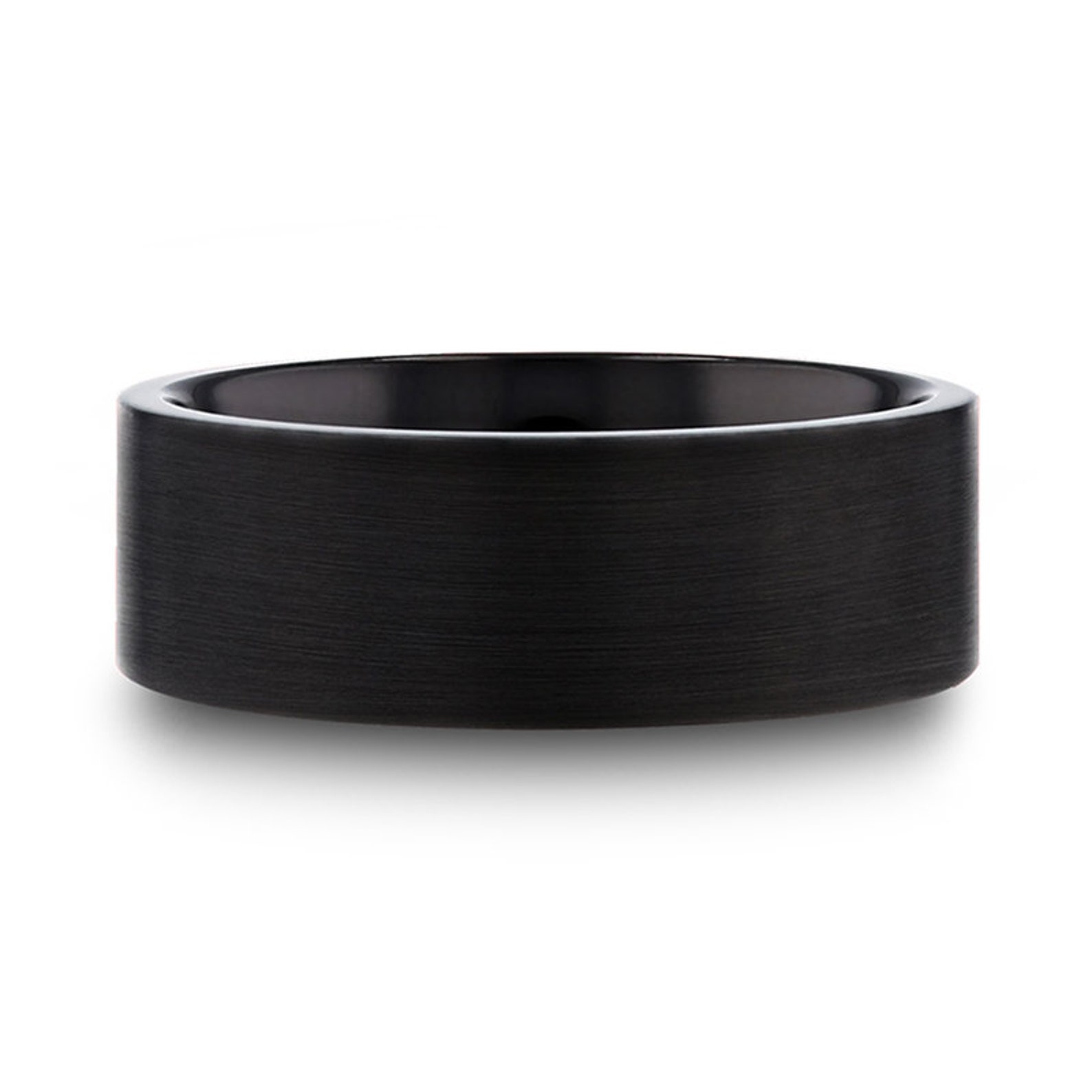 Matte Brushed Black Titanium Men's Wedding Band With - Etsy