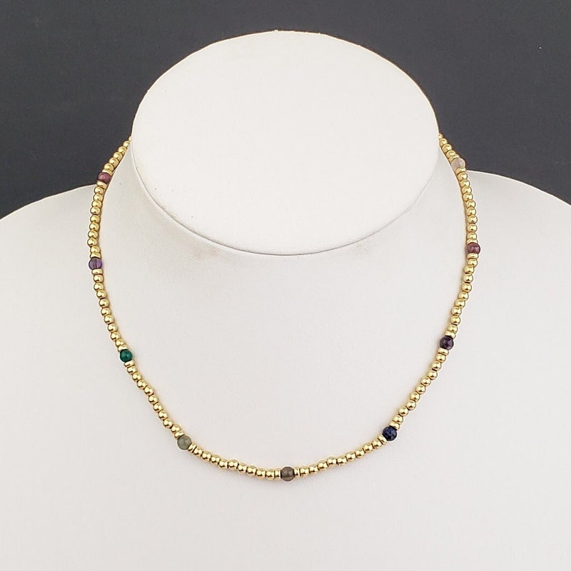14k Gold Bead Necklace - Etsy