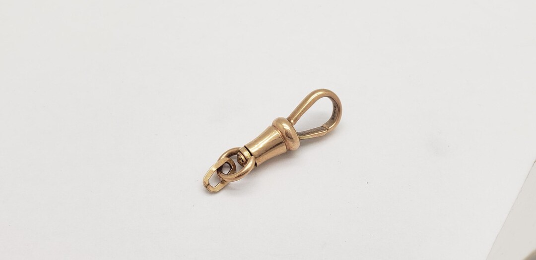 Antique 14K Solid Gold Prince Albert Pocket Watch Chain Dog Clip Clasp ...