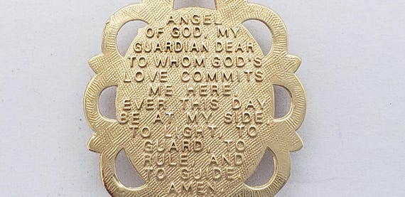 Estate 14K Solid Gold Angel of God Prayer Religious C… - Gem