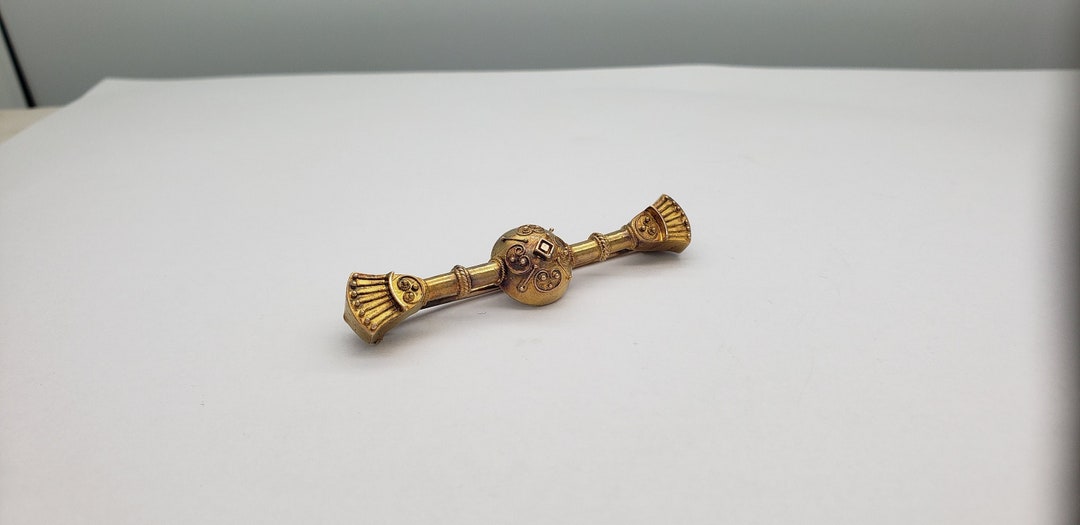 Antique Victorian Etruscan Revival 14K Gold Bar Pin Brooch C89 - Etsy