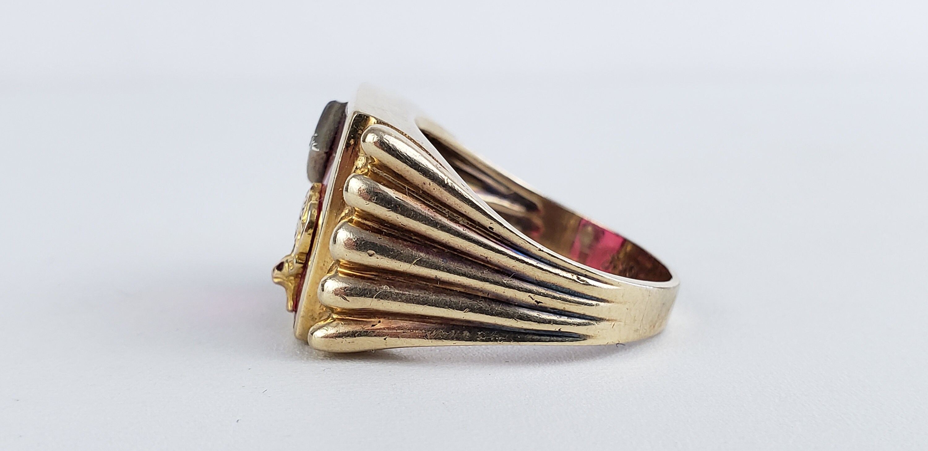 Vintage Men's 10K Gold Ruby & Diamond Elk's BPOE Ring | Etsy