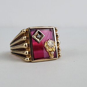 Vintage Men's 10K Gold Ruby & Diamond Elk's BPOE Ring - Etsy