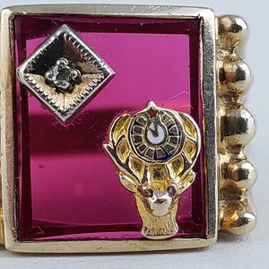 Vintage Men's 10K Gold Ruby & Diamond Elk's BPOE Ring - Etsy