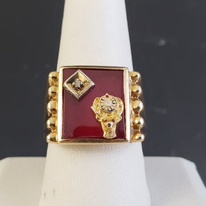 Vintage Men's 10K Gold Ruby & Diamond Elk's BPOE Ring - Etsy