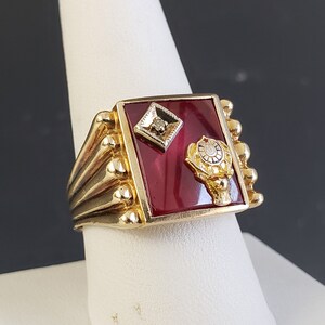 Vintage Men's 10K Gold Ruby & Diamond Elk's BPOE Ring - Etsy
