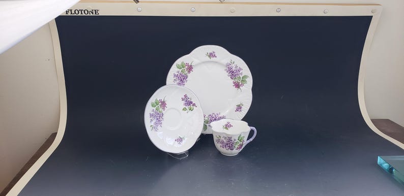 Mid Century Shelley Porcelain Trio 'lilac Time' Teacup, Saucer & Cake ...